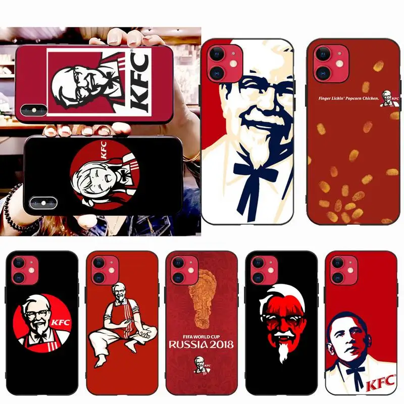 NBDRUICAI KFC 블랙 TPU 소프트 폰 케이스 커버, 아이폰 11 프로 XS 맥스 8 7 6 6S 플러스 X 5S SE ...