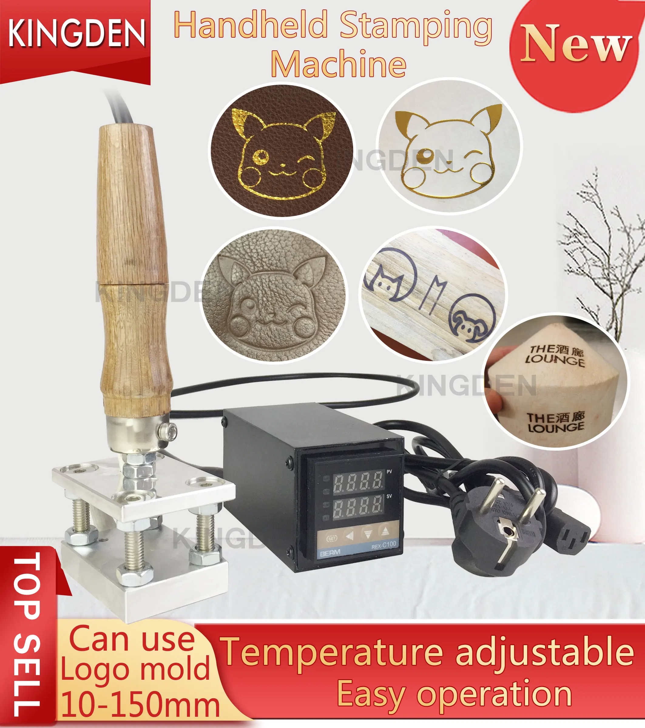 kINGDEN-Handheld-Leather-Wood-Paper-LOGO-Hot-Foil-Stamping-Creasing ...