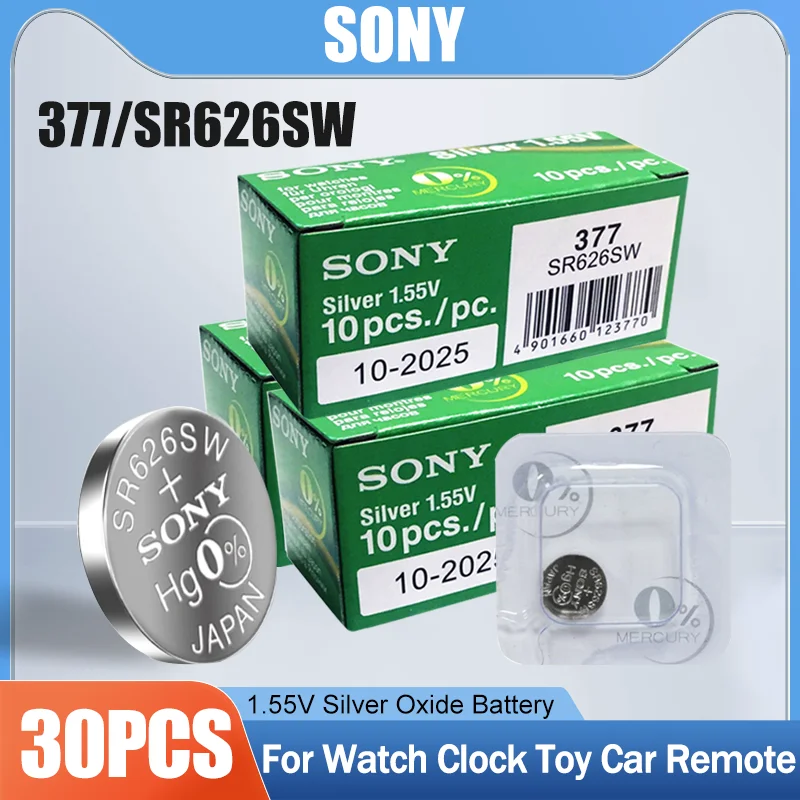 30PCS Original SONY 377 SR626SW 377A AG4 SR626 LR66 LR626 1,55 V Silber ...