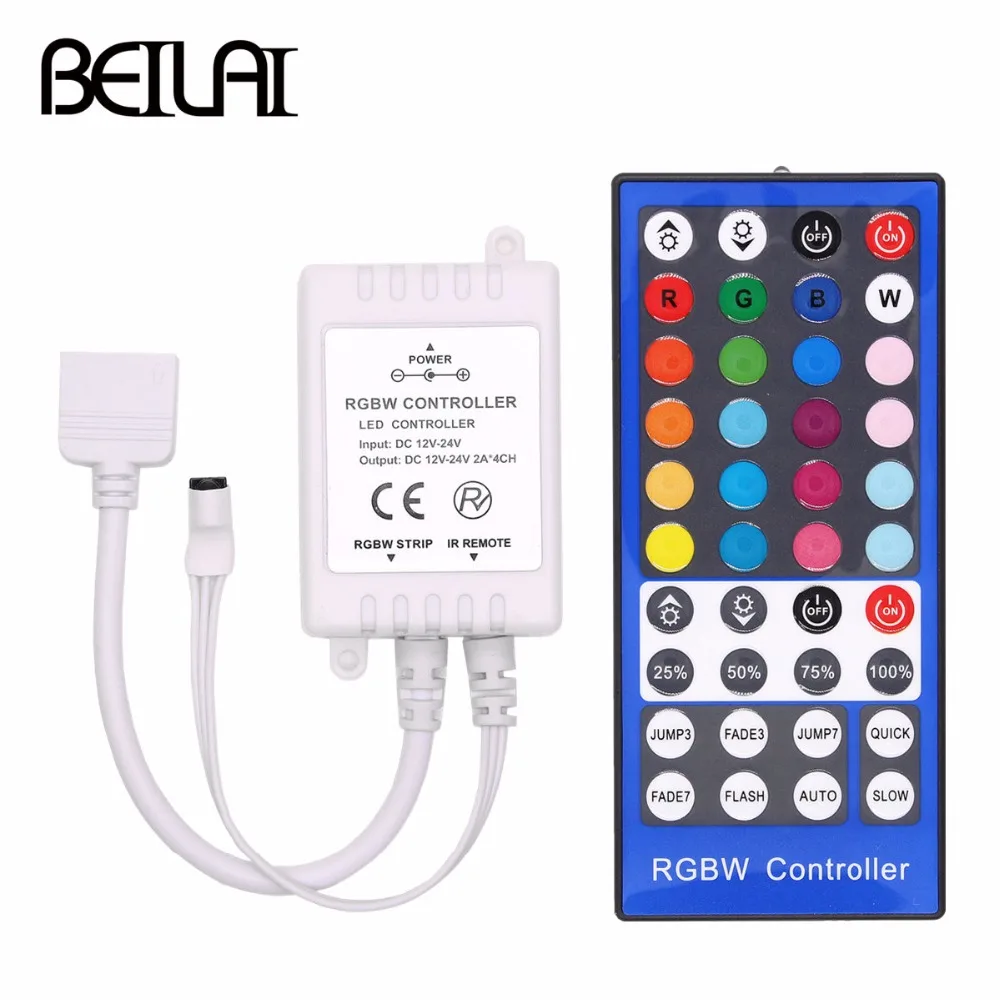 Lights 4 Channels DC 12V 24V RGBW LED Controller Dimmer 40Key 5Pins IR ...