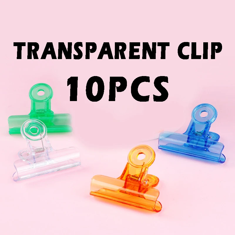 10pcs Transparent Clip Color Strong Bill Stationery Materials Fixed ...