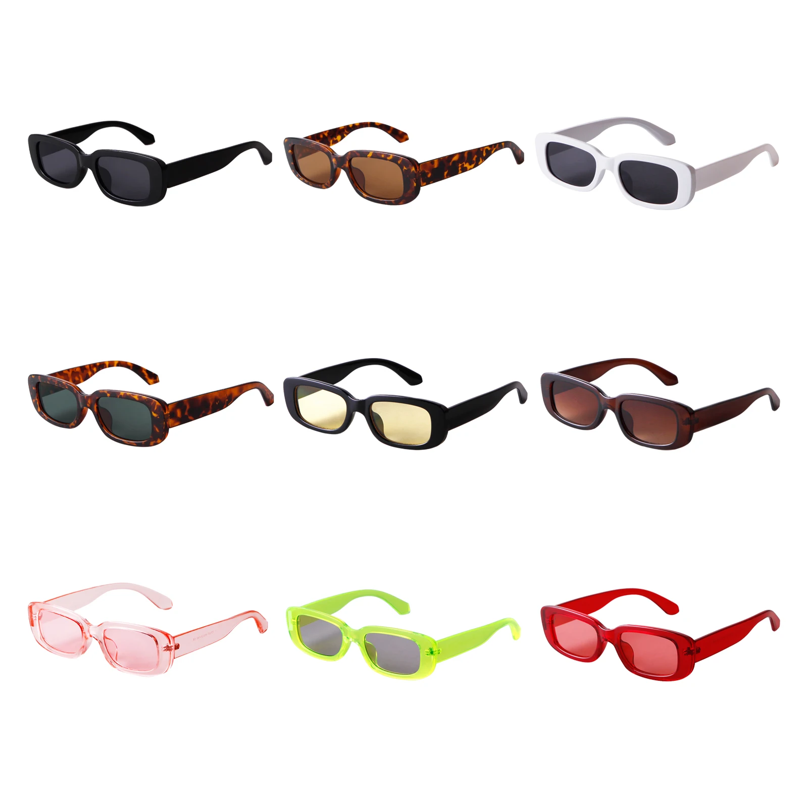 직사각형 고양이 눈 선글라스 Uv400 여성 빈티지 레트로 안경 와이드 패션 브랜드 디자이너 거울 작은 프레임 Cateye