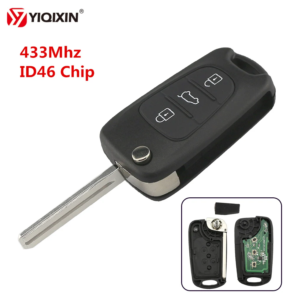 YIQIXIN 3 Button Flip Key Folding Remote Car Key 433Mhz Transponder ...
