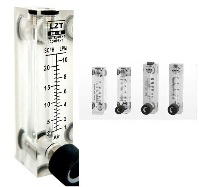 Pmma Gas Air Flowmeter 1/4" Bsp Female Square Panel Type Rotameter Lzt-6t 0.1-1lpm 10-100lpm 1 ...