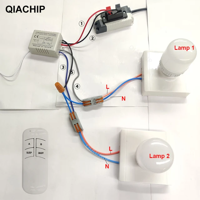 QIACHIP AC 220V RF Remote Control 2 Way Relay Wireless Remote Switch ...