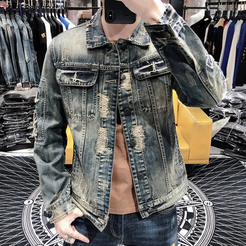 Denim Punk Jacket Mens