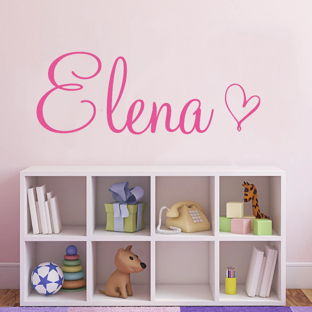 Art Wall Decal Simple Custom Name With A Heart Decor For Children ...