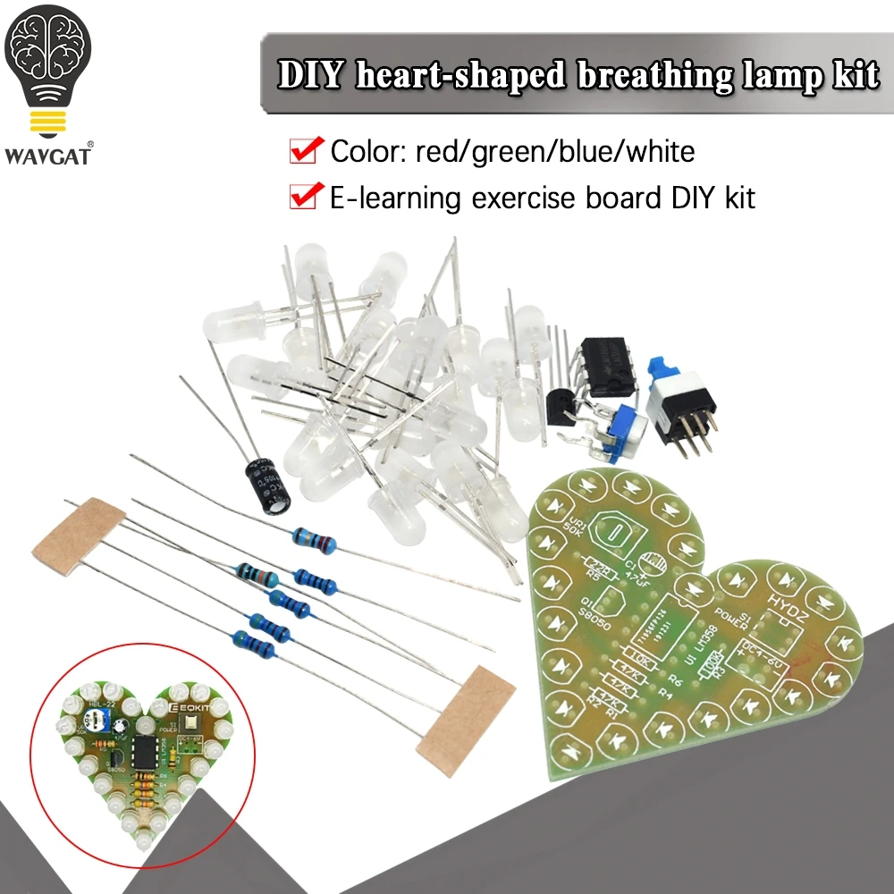 DIY-Kit-Heart-Shape-Breathing-Lamp-Kit-Breathing-LED-Suite-Red-White ...