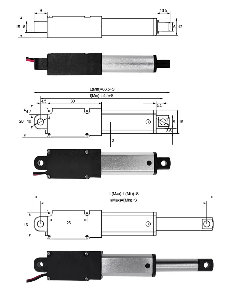 Electric Linear Actuator 30mm 50mm Stroke Dc 5v Linear Actuator Motor ...
