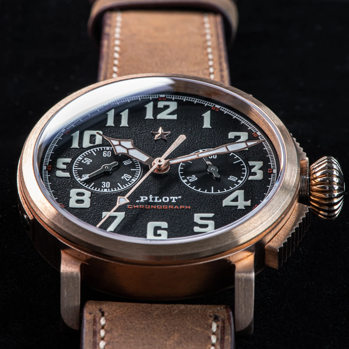 42mm Bronze Mens Watch Mechanical Hand Wind Wristwatch Seagull St1901 ...