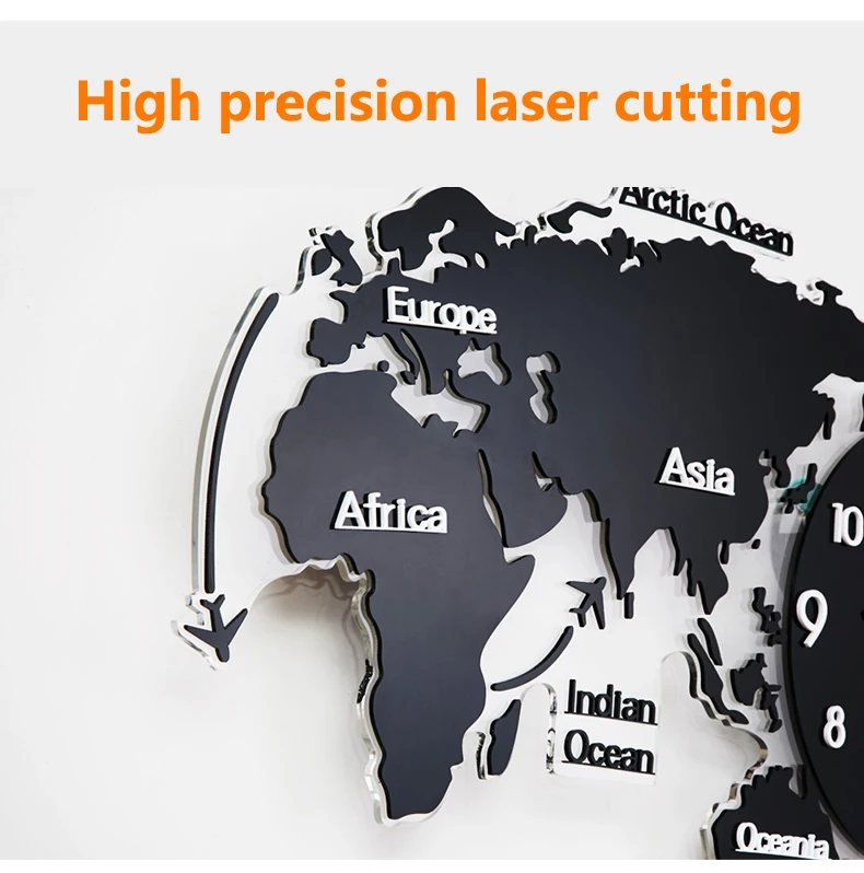 Большой карта мира настенные часы современный дизайн 3d наклейки акриловые часы сверкающий в
