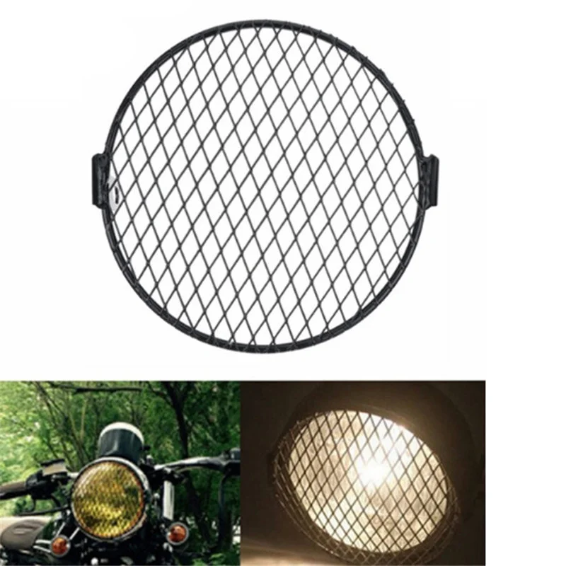 Universal Motorcycle Headlight 16cm Grill Mesh Lattice Grid Vivid Black ...