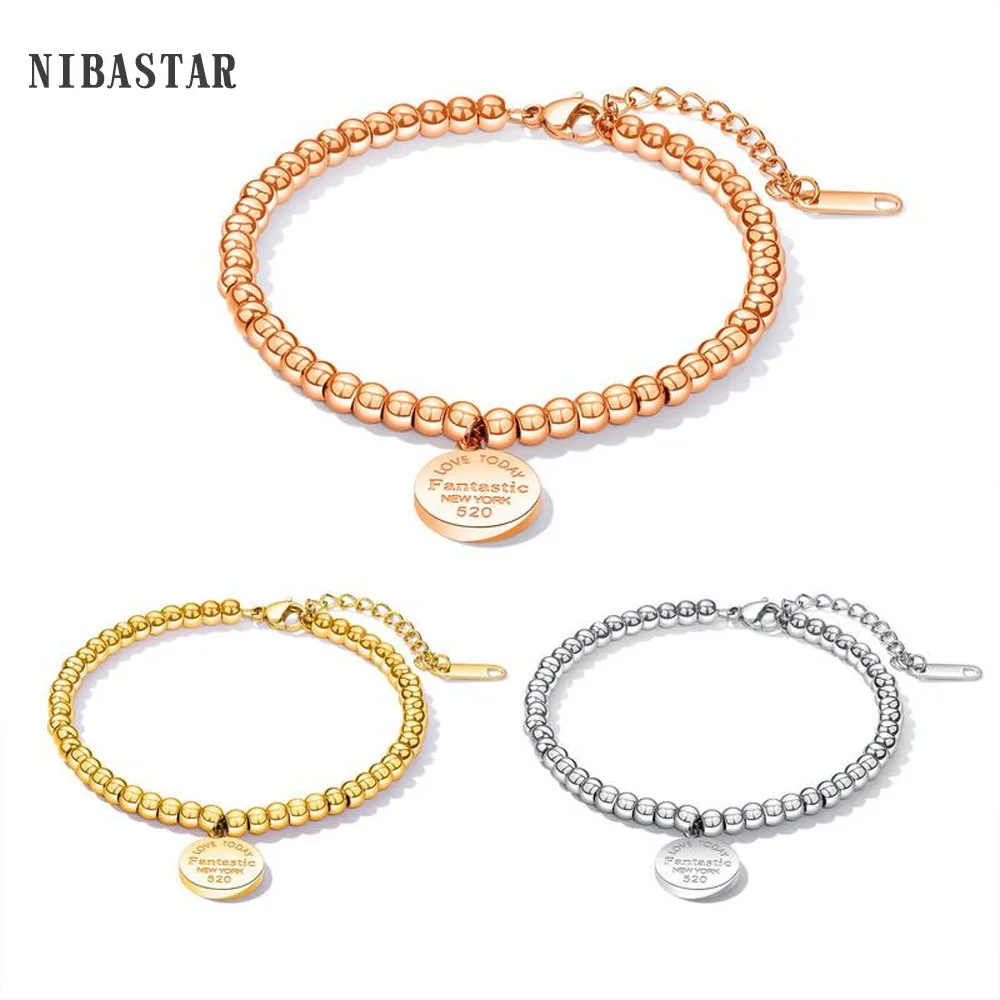 Fashion Beaded Bracelets Stainless Steel Forever Love Charm Bracelet ...