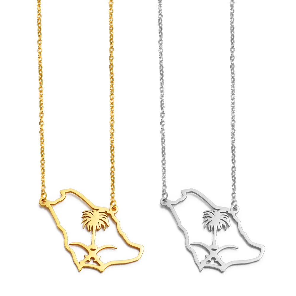 Anniyo Saudi Arabia Map Charm Pendant Necklaces Emblem Of Saudi Arabia ...