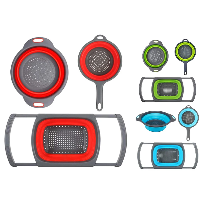 3 Packs Silicone Kitchen Collapsible Colander the Sink Collander ...