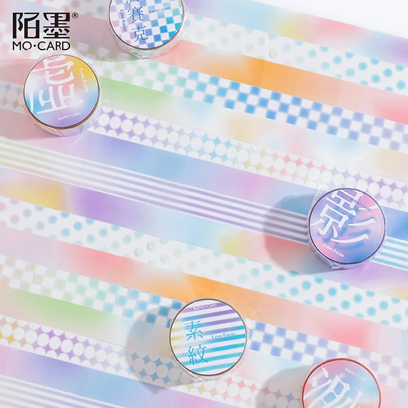 1 Roll Beautiful Gradient Color Grids Solid PET Decorative Tape Sticker ...