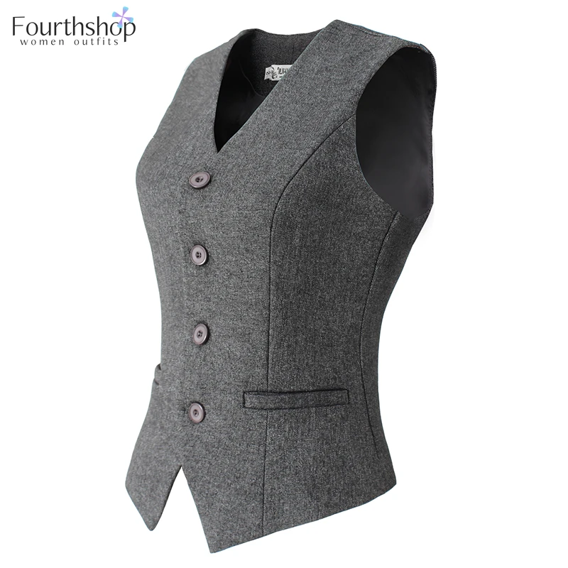 Office Lady Waistcoat Women Vest Gilet Professional Business Work ...
