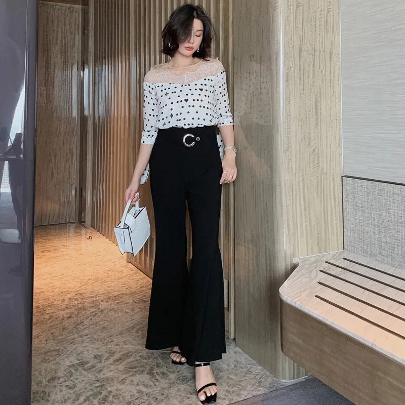 Summer High End Patchwork Jumpsuit Casual Long Bell-bottom Pants ...
