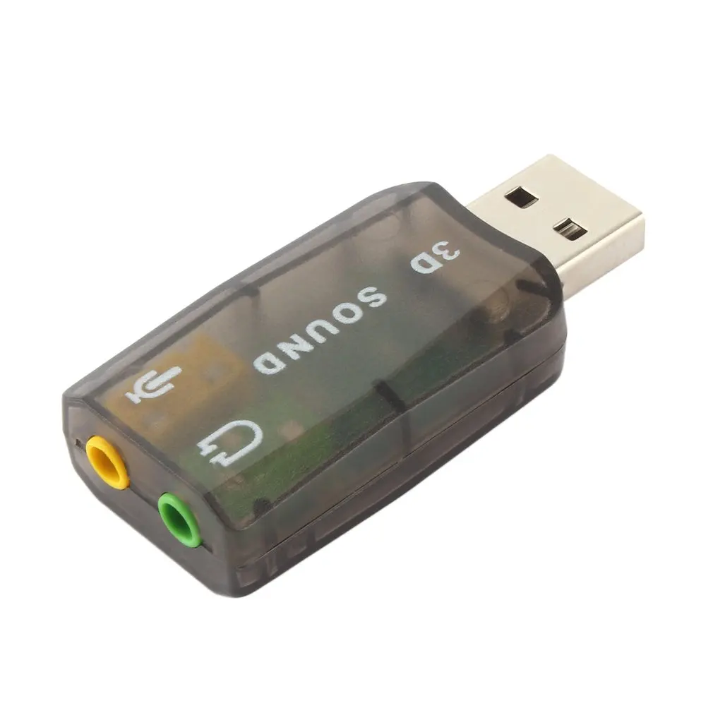 External USB Sound Card Adapter Audio 5.1 virtual 3D USB to 3.5mm ...