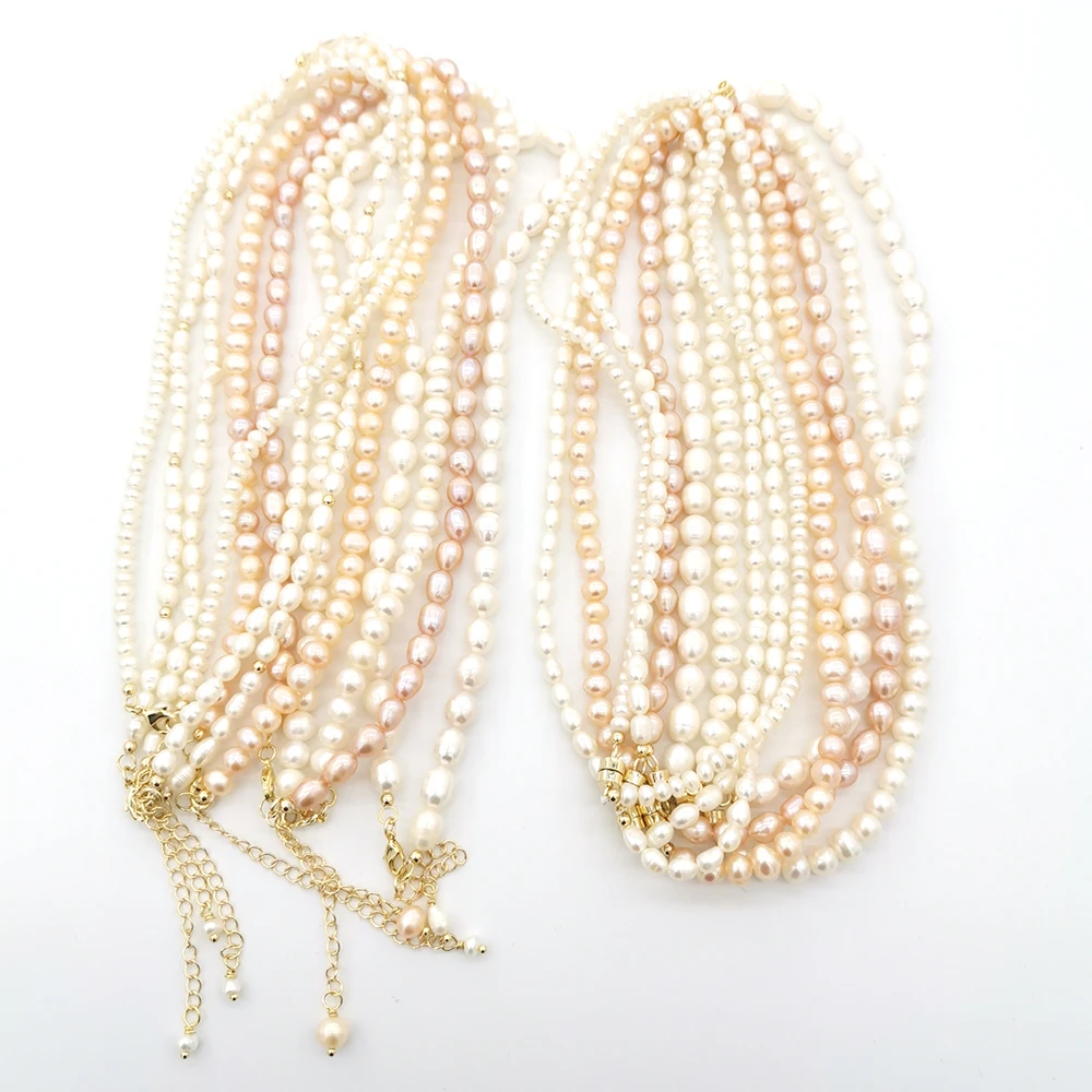 Geniune Collier de perles d'eau douce pour femme, rose naturel, blanc ...