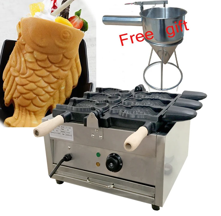 Free Shipping 110v 220v Open Mouth Ice Cream Taiyaki Machine Big Fish ...