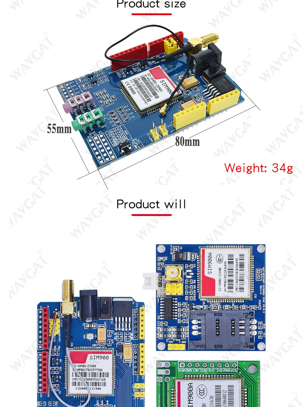 WAVGAT SIM900A GSM GPRS плата | AliExpress