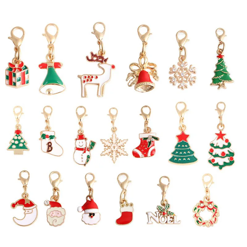 10pcs-Colorful-Enamel-Christmas-Keychains-Lobster-Buckle-Clasp-Charms ...