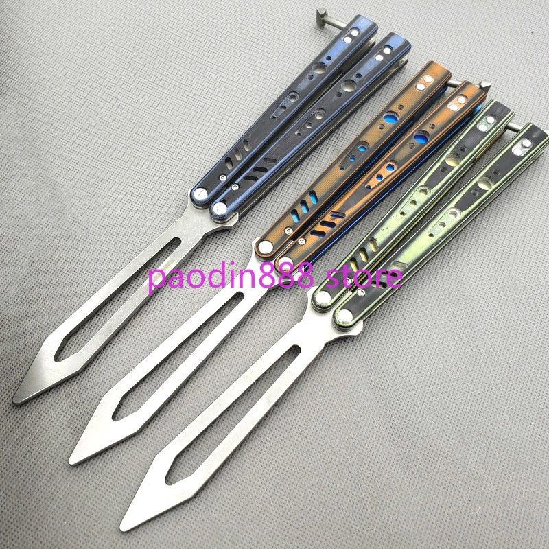 3 Colors Theone Brs Rep Butterfly Trainer Knife Killer Bee G10+titanium Handle D2 Blade Bushing ...