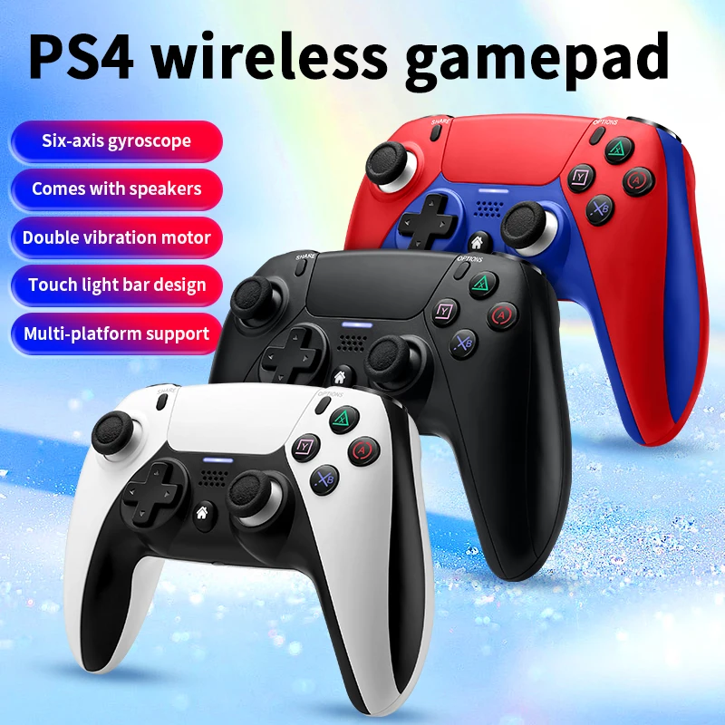 Ps4 컨트롤러 블루투스 호환 진동 게임 패드 플레이 스테이션 4 디트로이트 무선 조이스틱 Pc Ps4 게임 콘솔 정밀 제어 터치 패드 통합 라이트바 및 내장 스피커