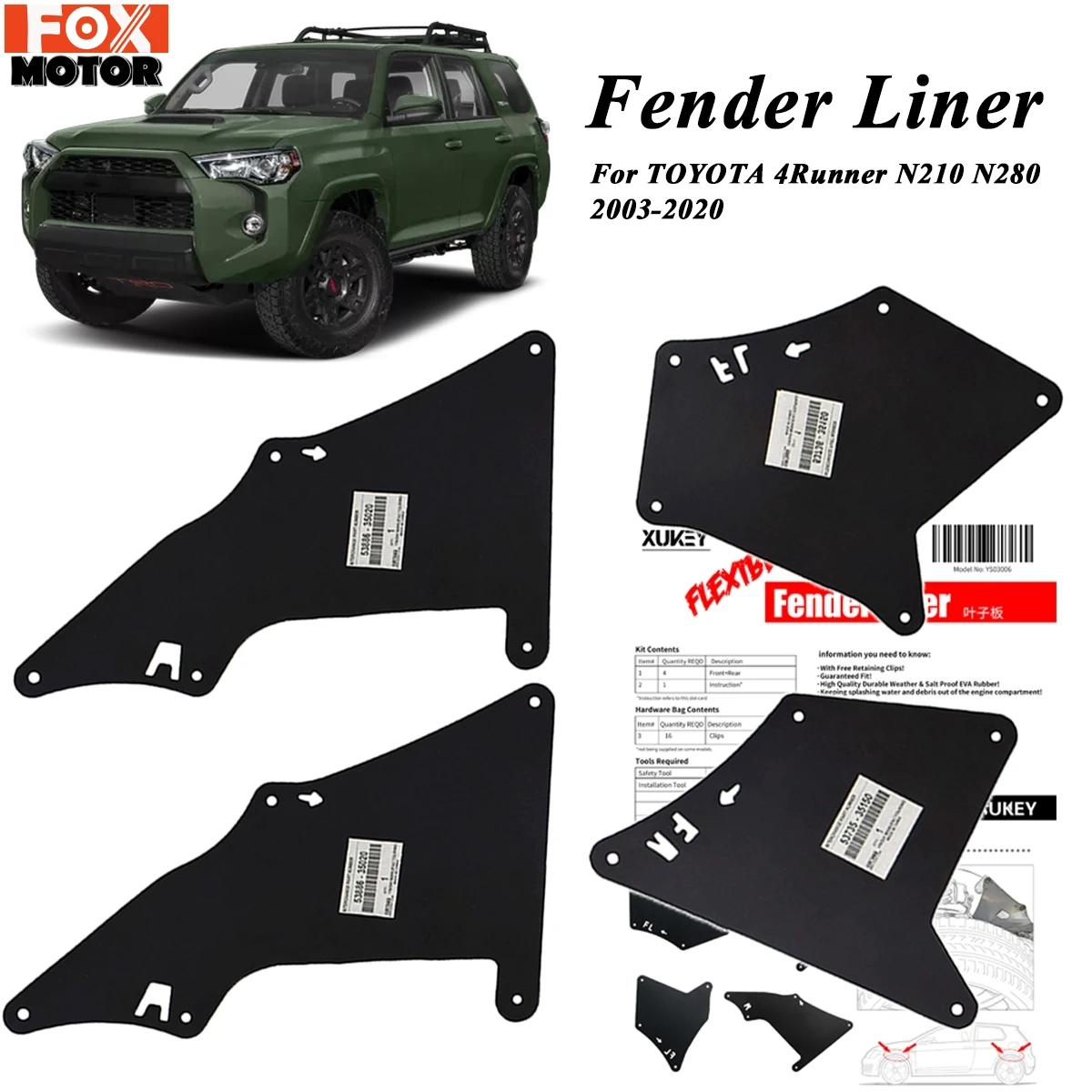 Fender-Liner-Splash-Shield-for-Toyota-4Runner-N210-N280-2003-2020-Apron ...