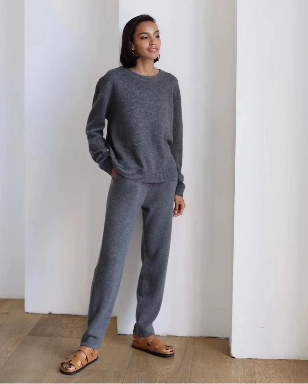 Fashion High Quality Women's Luxury Two Pieces 100%Cashmere Wool Suits ...