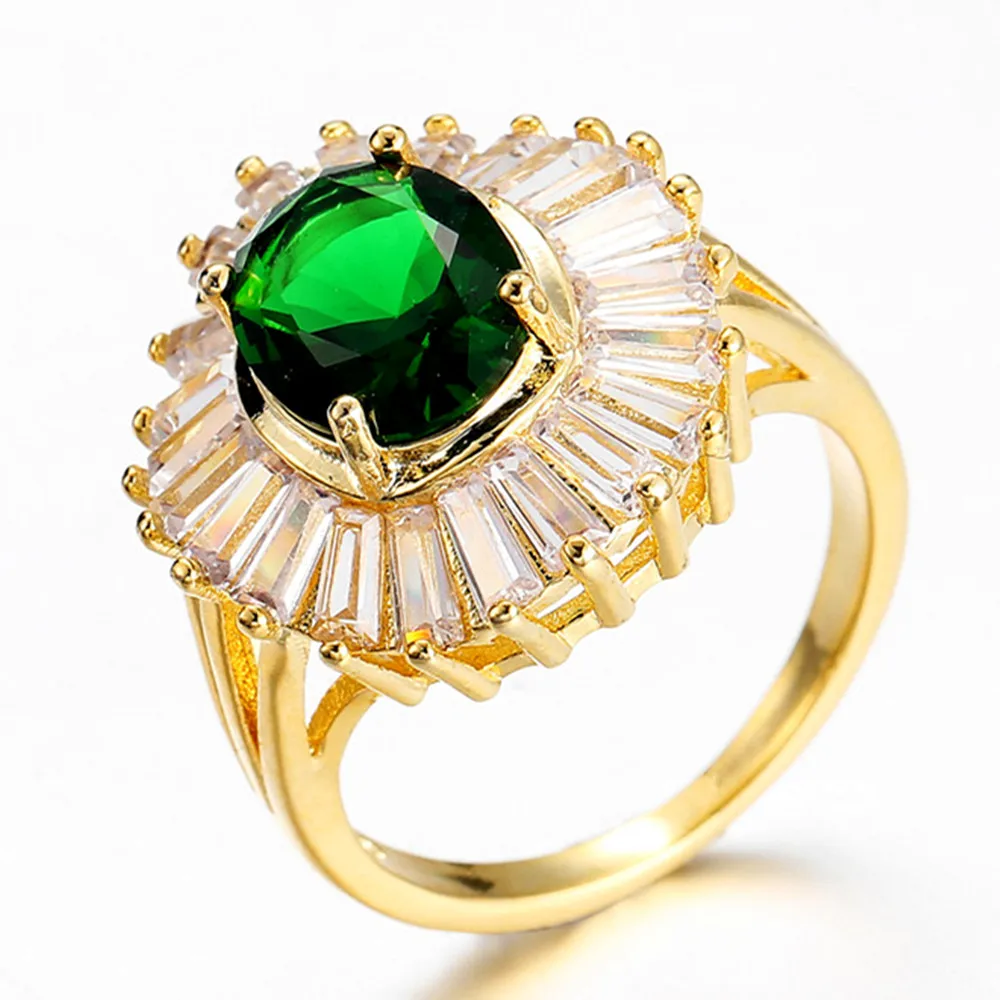 Anillo de cristal de jade verde para mujer, sortija con piedras ...