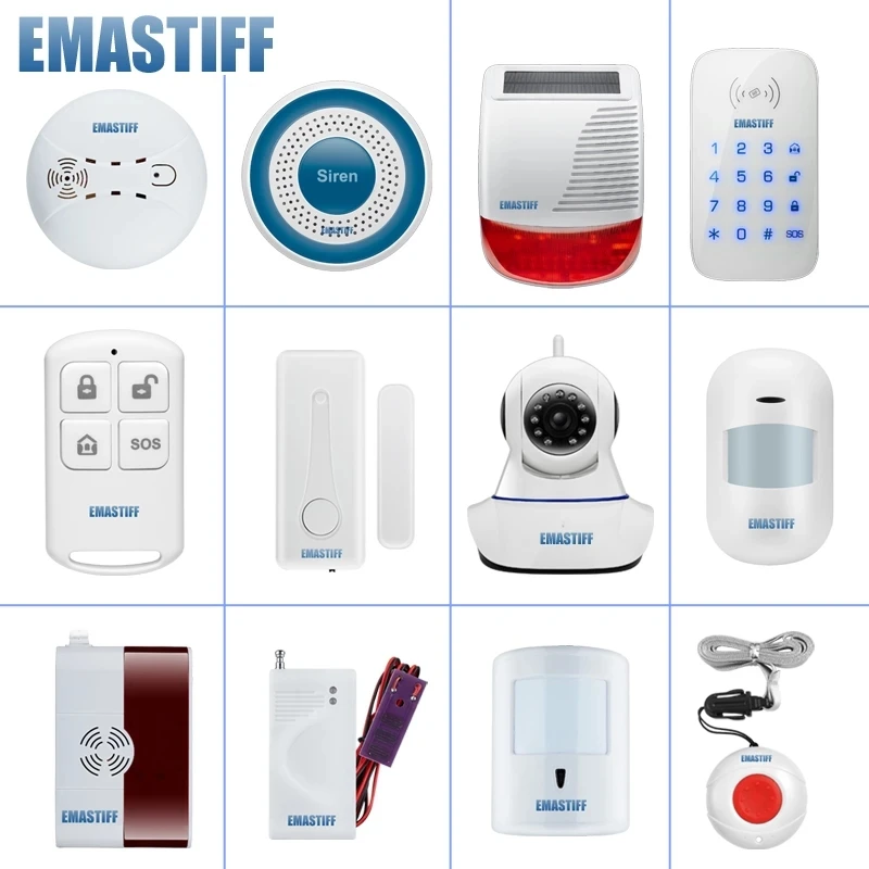 wireless alarm accessories glass/vibration/door/pir/siren/smoke/gas ...