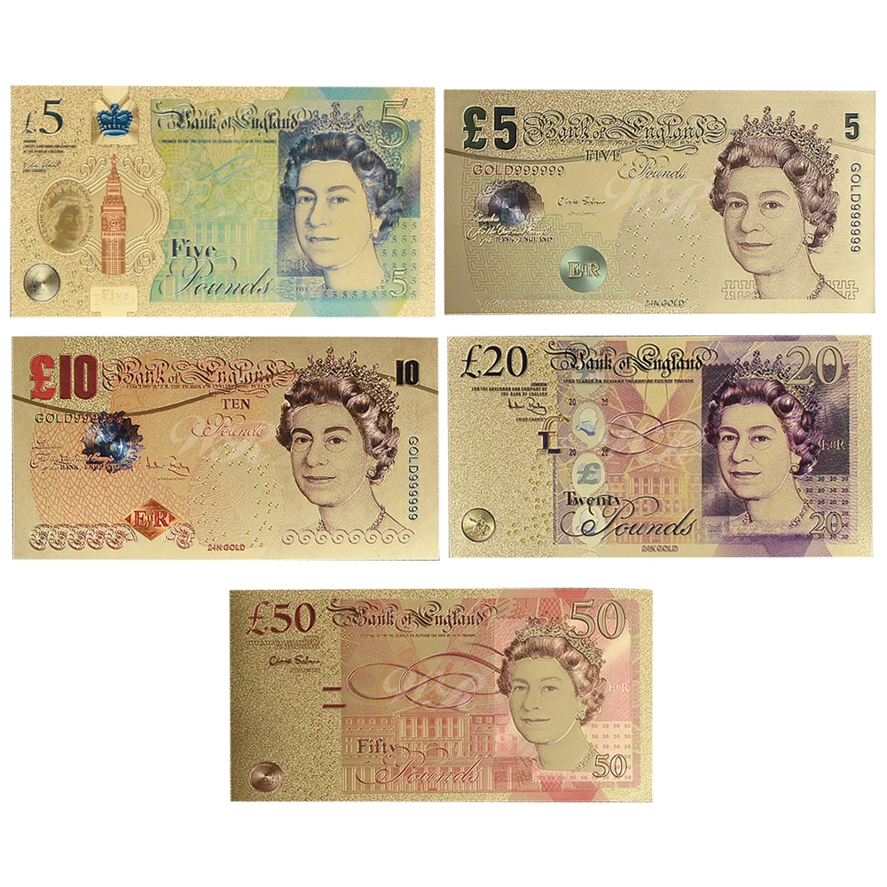 United-Kindom-Fake-Money-Queen-Elizabeth-II-Gold-Banknote-Prop-Money ...