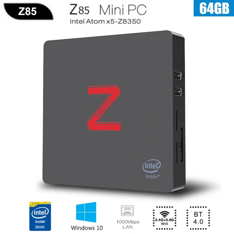 Z85 Мини ПК Windows 10 ядерным процессором Intel Atom X5-Z8350 4 ядра 2G/4 ГБ, 64 ГБ, 1000 м ...