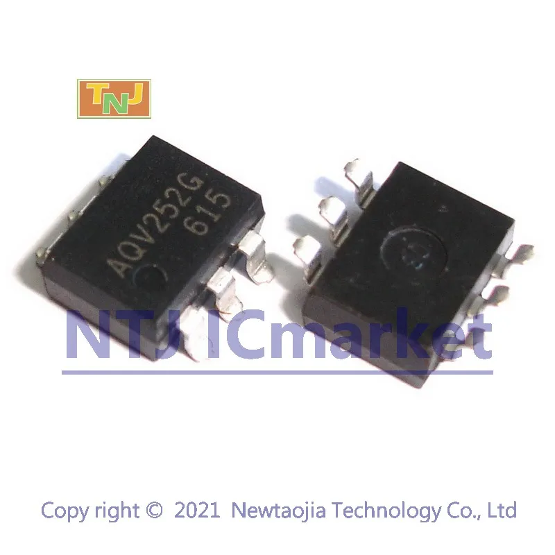 10 PCS AQV252G SMD-6 AQV252 PhotoMOS Relay SSR 50mA 1.5V DC-IN 2.5A 60V ...