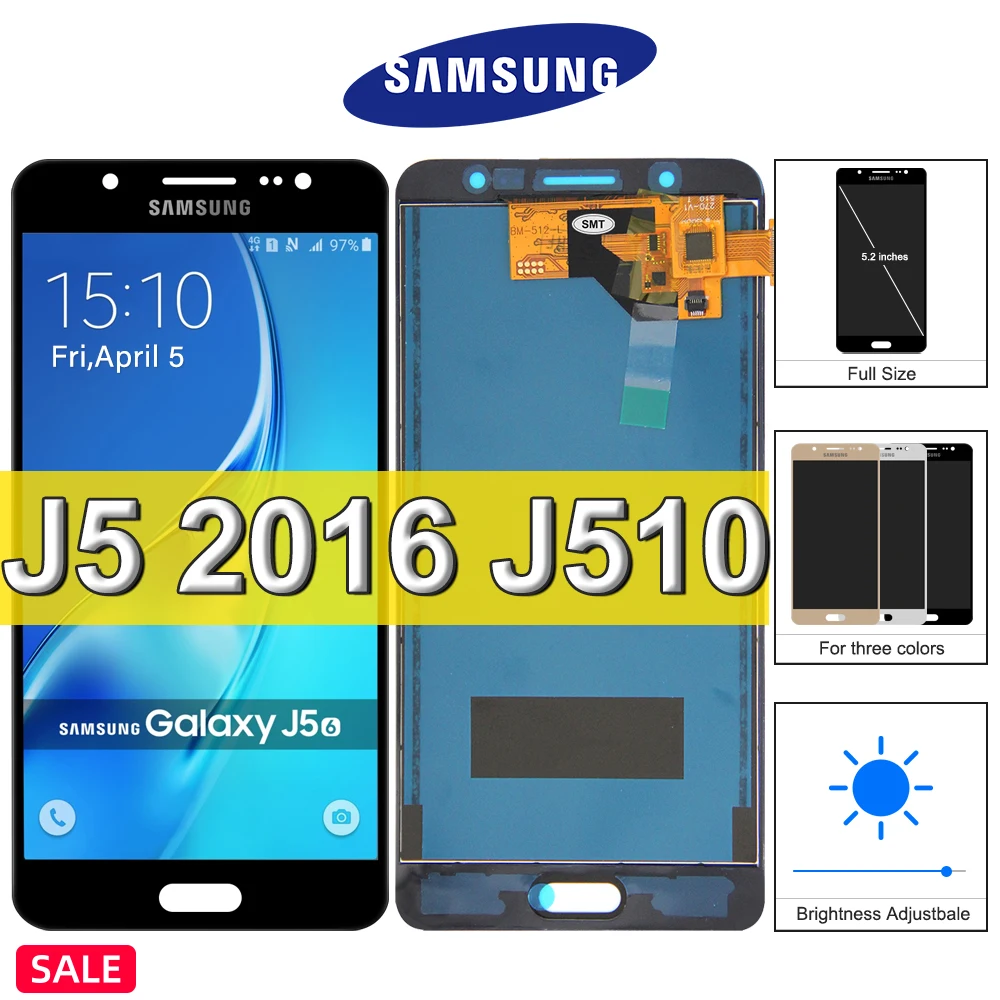 For Samsung J5 2016 LCD Brightness Adjustbale LCD For Samsung Galaxy J5 ...