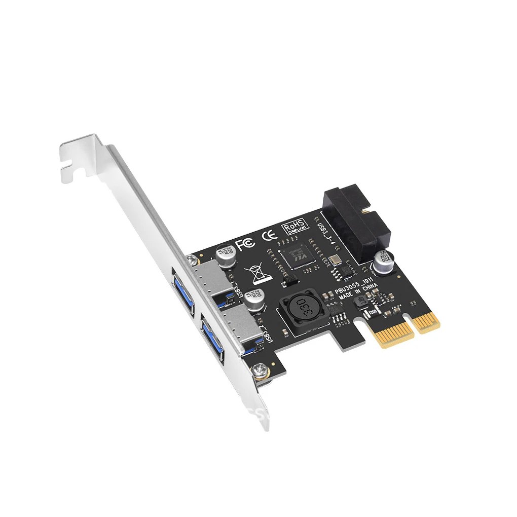PCI Express PCI e to USB 3.0 라이저 포스트 카드, 전면 USB 마이너 확장 어댑터 카드, PCIe to ...