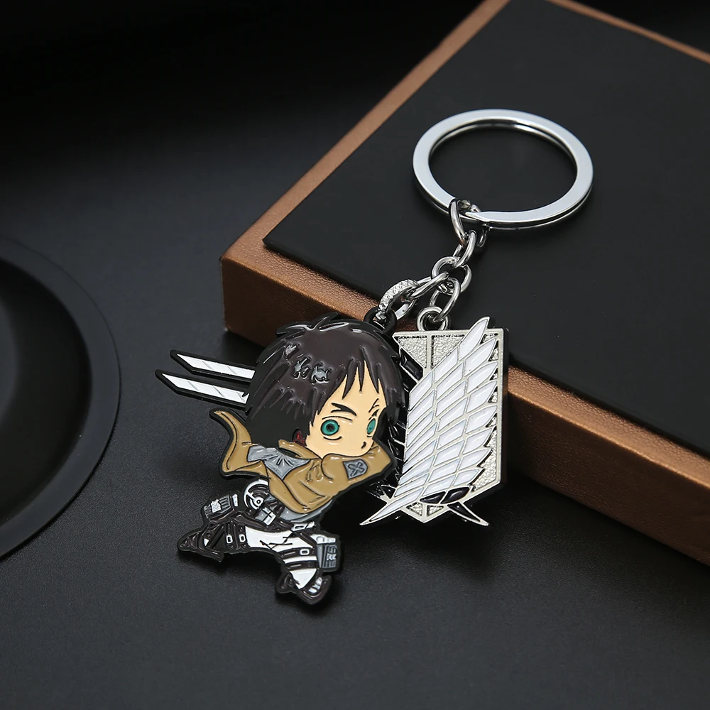 Anime Attack on Titan Keychain Eren Jaeger Figures Keyring Key Holder ...