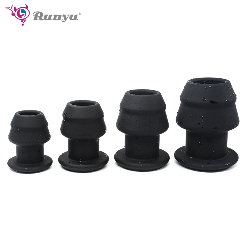 Runyu Super Huge Hollow Anal Dilator Vibrator Butt Plug Silicone Hollow ...