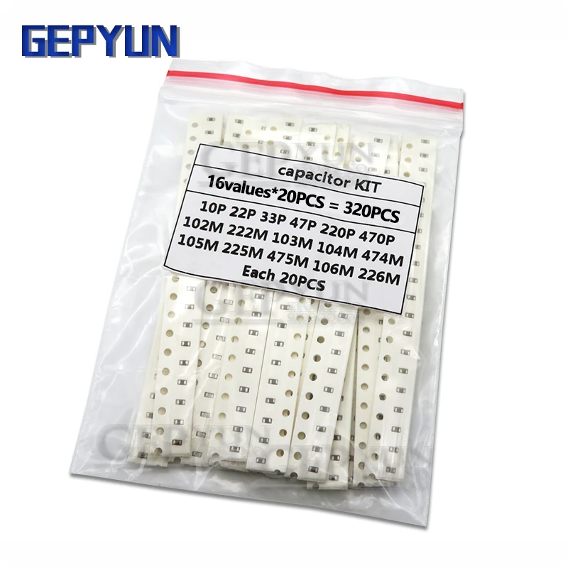 16values*20pcs=320pcs 0603 0805 1206 Smd Capacitor Assorted Kit ...