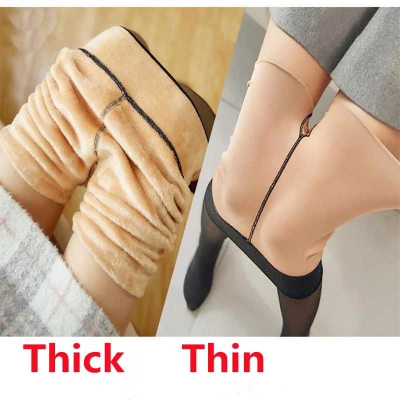 Collant,Collants en polaire pour femme, faux pieds chauds, épais, haute élasticité, Slim ...