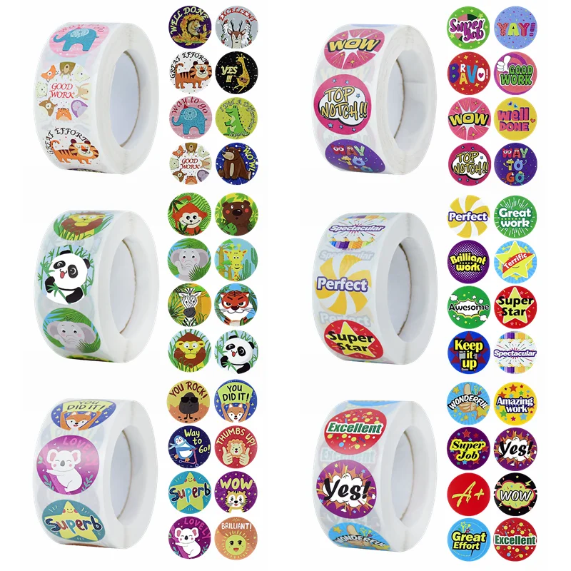 Home & Garden Zoo Animal Cartoon Well Done Reward Labels Stickers for ...