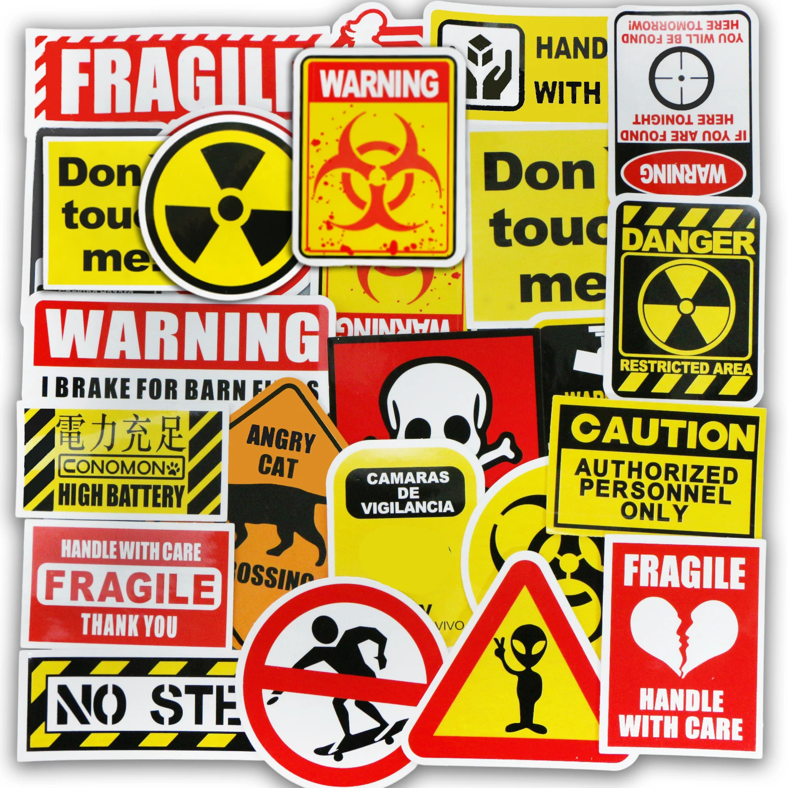 50 Pcs/Lot Warning Stickers Danger Banning Signs Reminder Decal Sticker ...
