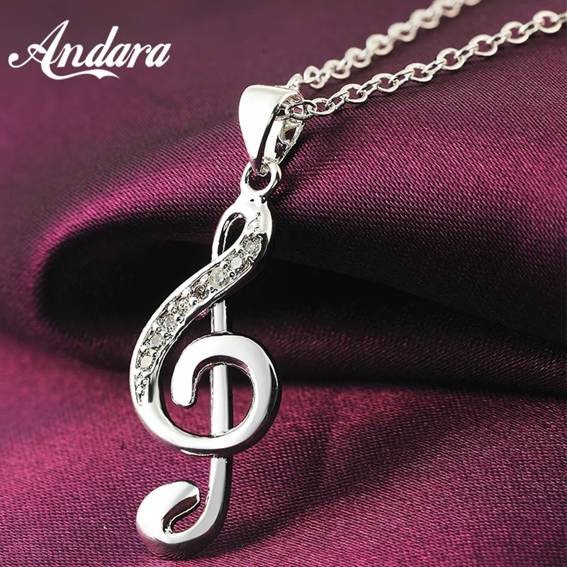 Fashion-Simple-925-Silver-Necklace-Musical-Note-Pendant-Silver-Chain ...