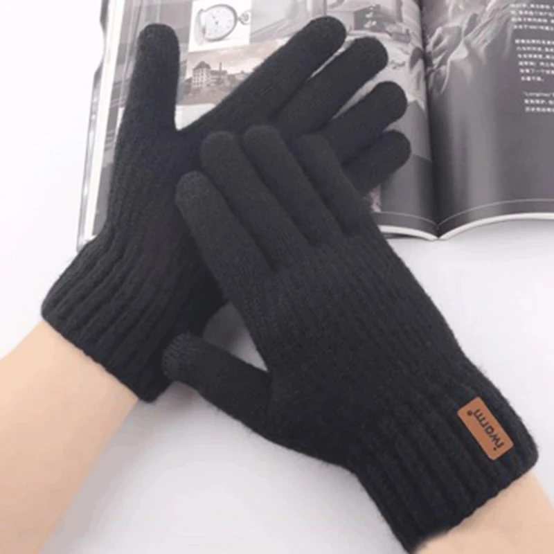 Fashion-Men-Plus-Velvet-Thicken-Knit-Woolen-Cycling-Warm-Mittens-Winter ...