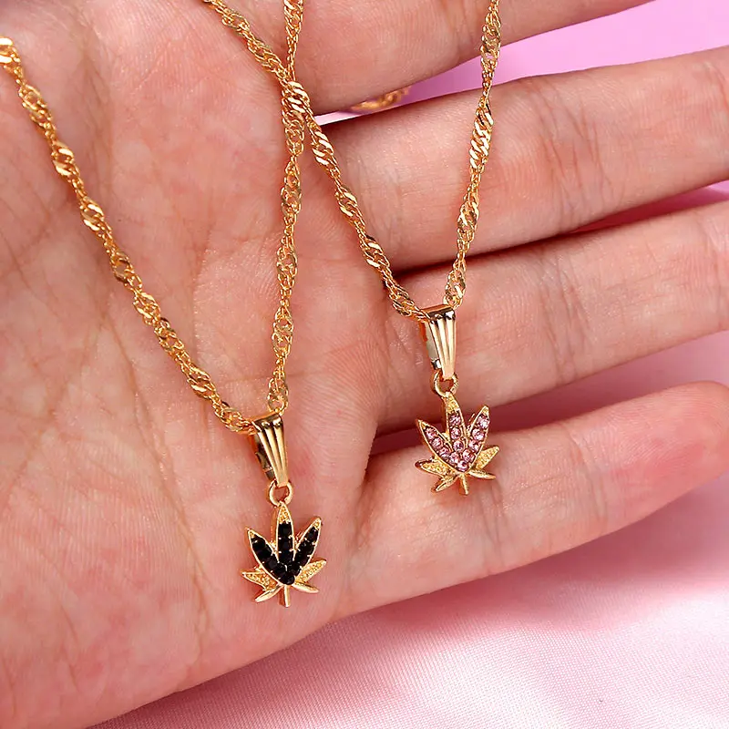 Maple Leaf Crystal Pendant | Maple Leaf Necklace | Gold Necklace Women ...