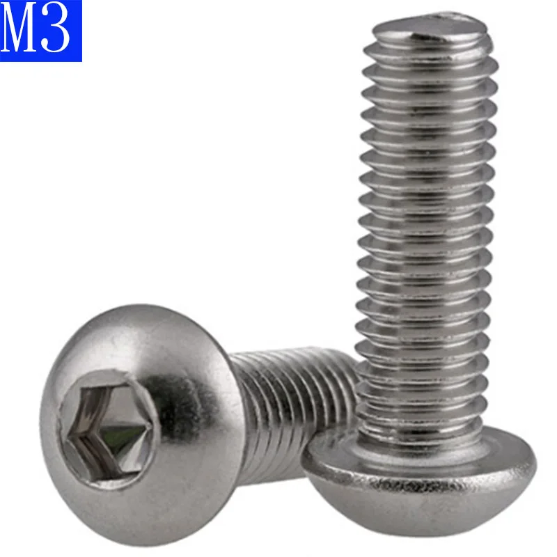 M3 3mm M3 - 0.5 Metric 304 Stainless Steel Hex Socket Button Head ...