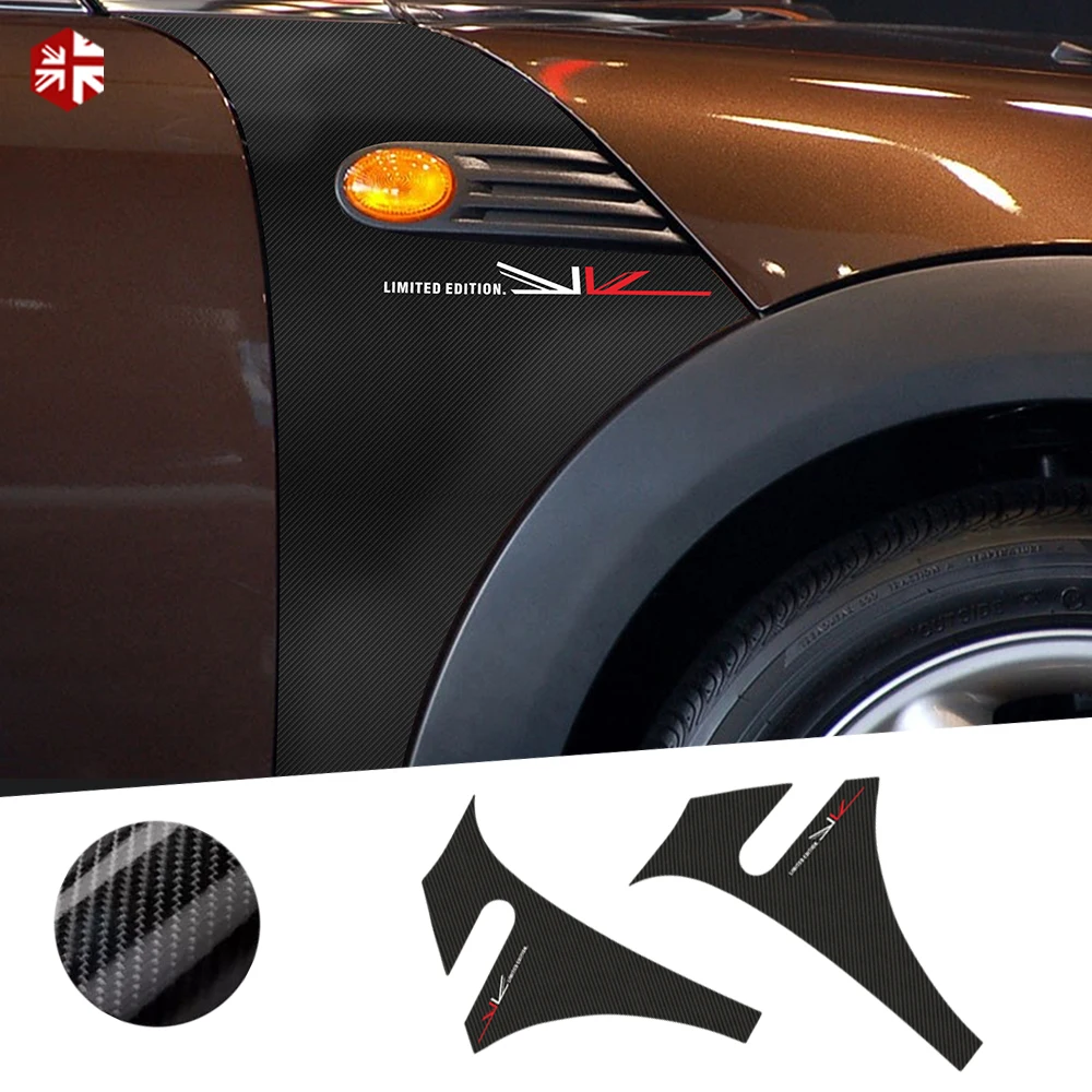 2 Pcs Car Side Plate Fender Sticker Air Vent Trim Scuttles Union Jack ...