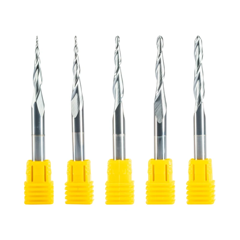 2pcs Hrc55 2f Solid Carbide 4mm 6mm Ball Nose Tapered End Mills Router ...